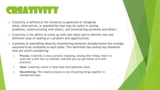 Creativity and innovation in entrepreneurship | PPTX