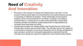 Creativity and innovation in product” | PPTX