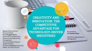 Creativity and innovation the competitive advantage for technology ...
