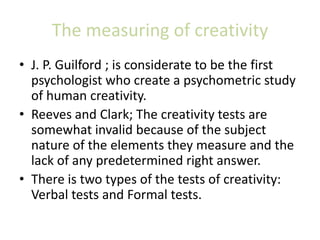 Creativity and psychology | PPTX