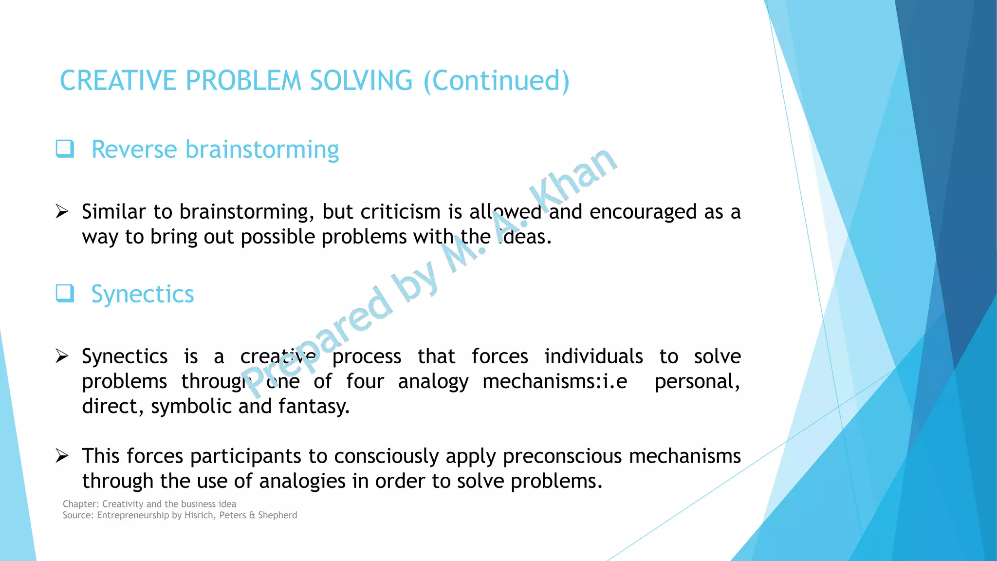 Creativity and the business idea | PPTX