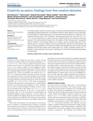 Creativity as action findings from five creative domains | PDF