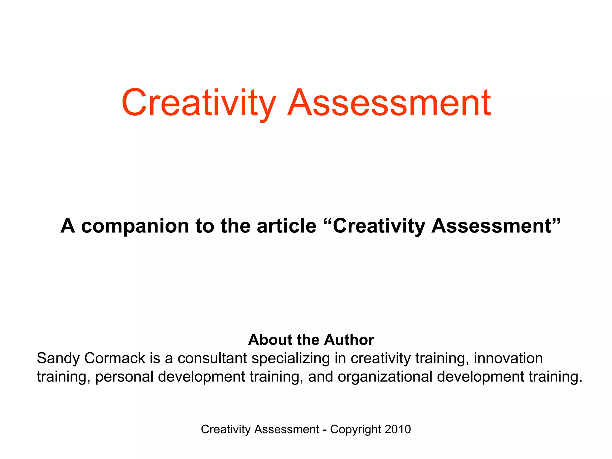 Creativity Assessment | PPT