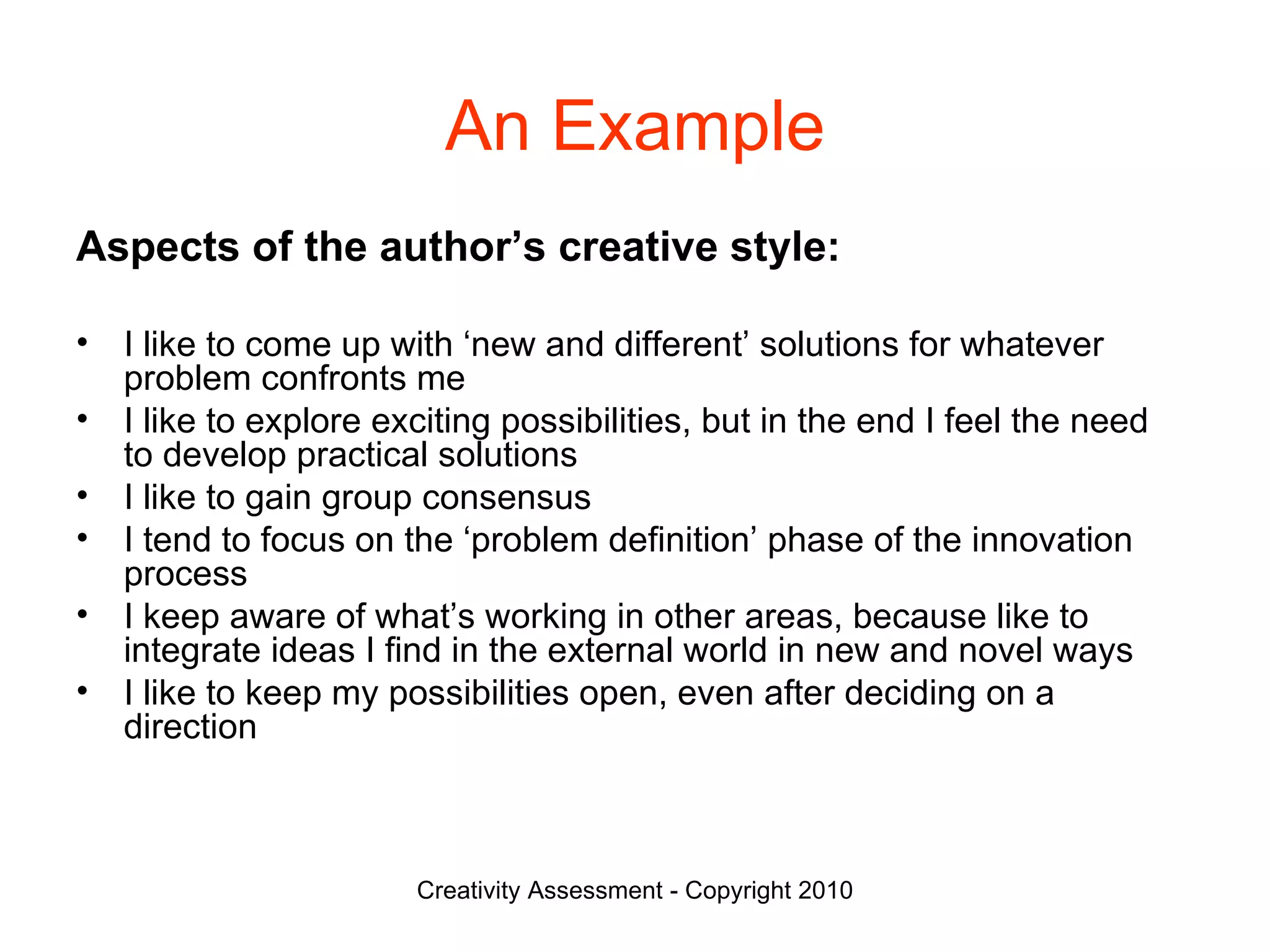 Creativity Assessment | PPT