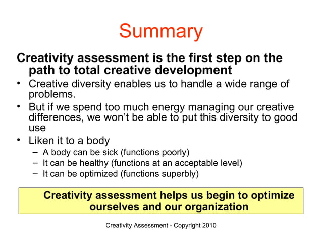 Creativity Assessment | PPT
