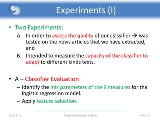 Creativity detection in texts | PPT