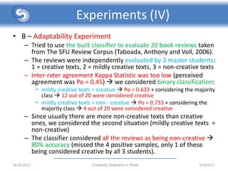 Creativity detection in texts | PPT