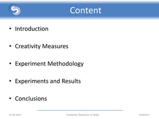 Creativity detection in texts | PPT