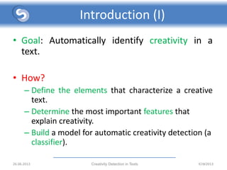 Creativity detection in texts | PPT