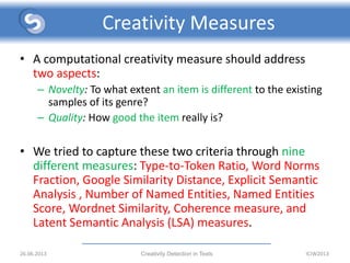 Creativity detection in texts | PPT