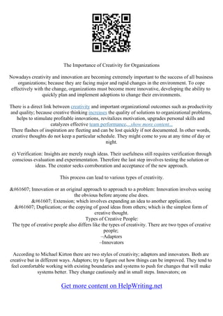 Creativity Essay | PDF