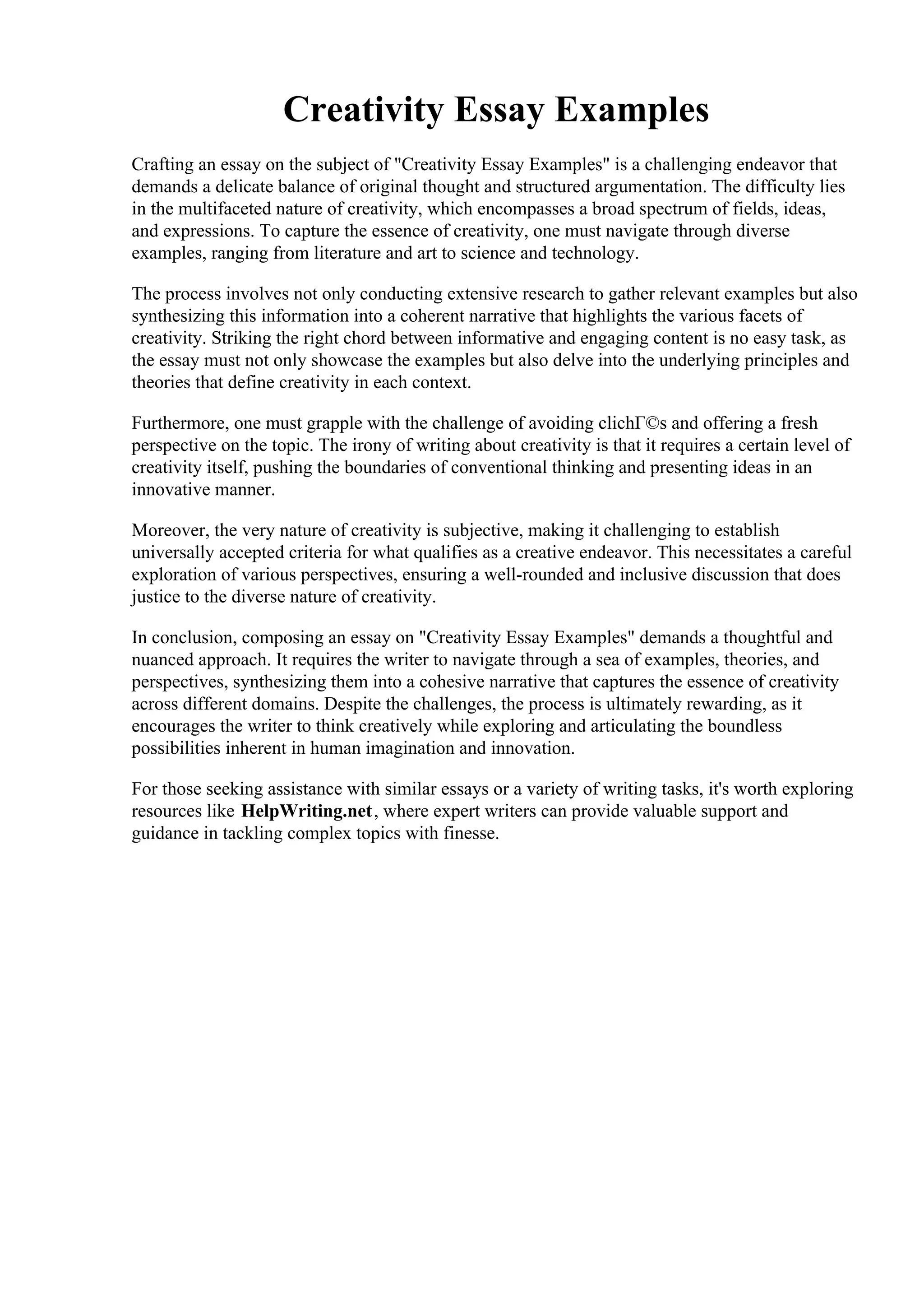 Creativity Essay Examples. Creative photo essay - webpresentation.web ...