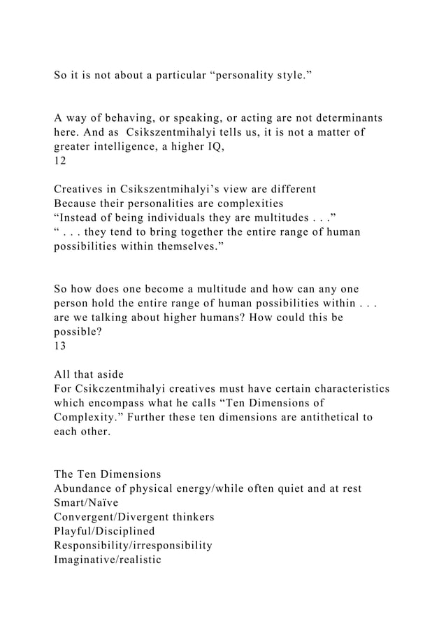Creativity Flow and the Psychology of Discovery and Invention, .docx ...