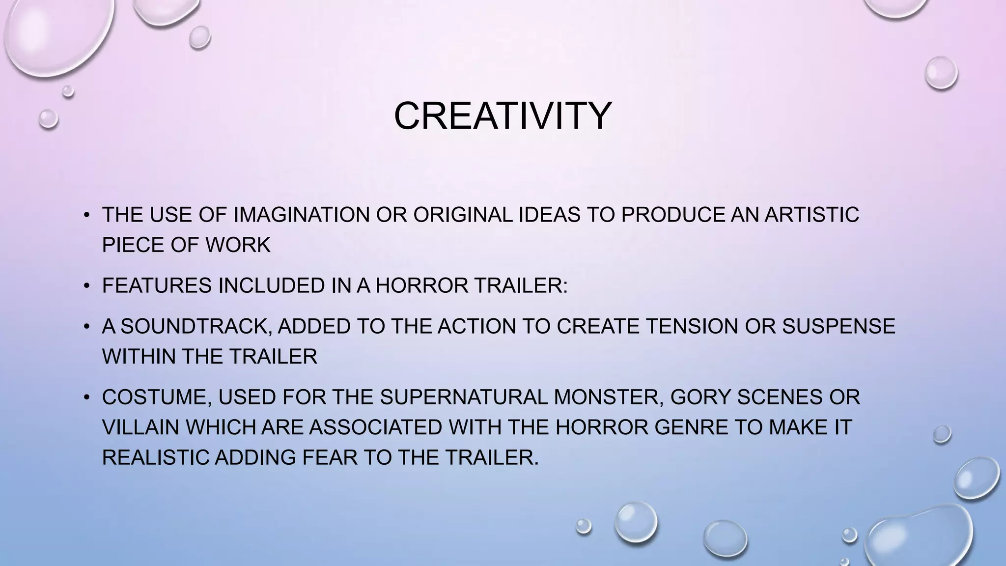 Creativity investigation | PPTX | Horror | Genres