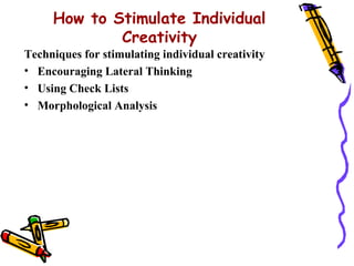 Creativity stimulation & management | PPT
