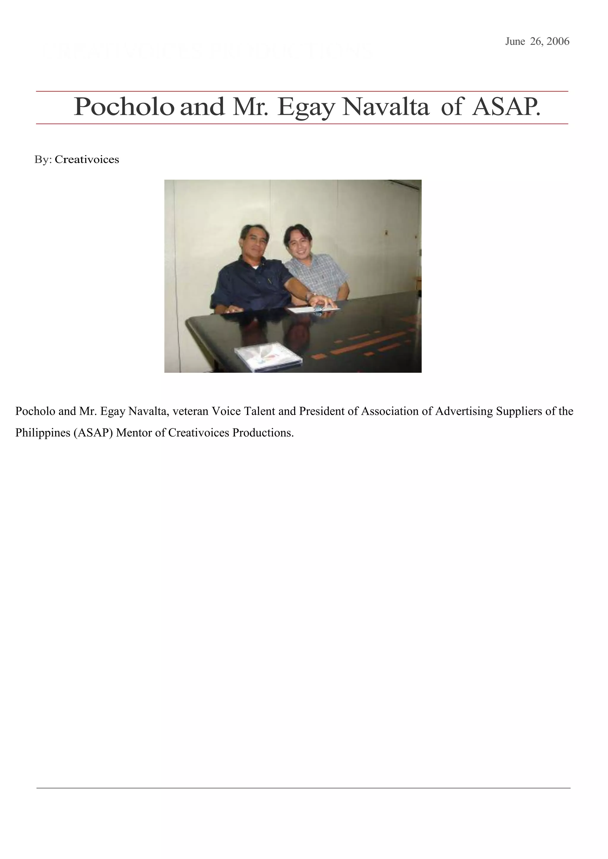Pocholo and Mr. Egay Navalta of A.S.A.P | PDF