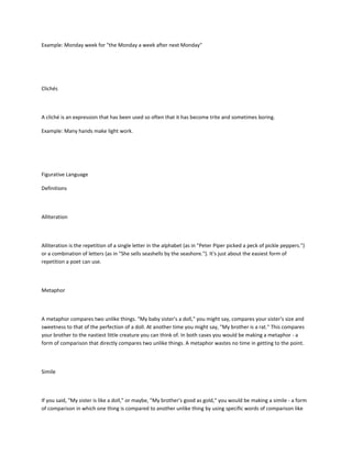 Creative writing terminologies | RTF