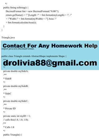 Creat Shape classes from scratch DETAILS You will create 3 shape cla.pdf