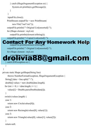 Creat Shape classes from scratch DETAILS You will create 3 shape cla.pdf