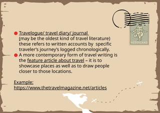 Creative Writing - The Travel Essay. PPT | PPTX