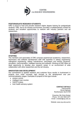 Introducing the Centre for Railway Engineering | PDF