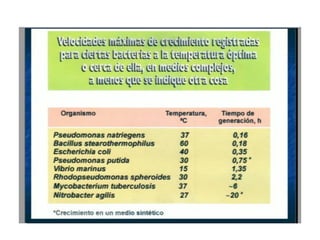 CRECIMIENTO BACTERIANO. TIPOS DE MICROORGANISMO | PDF