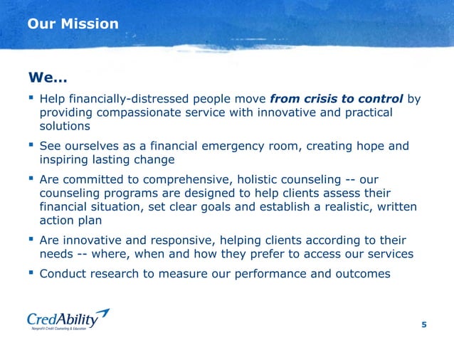 CredAbility: Nonprofit Credit Counseling & Education | PPT | Government ...