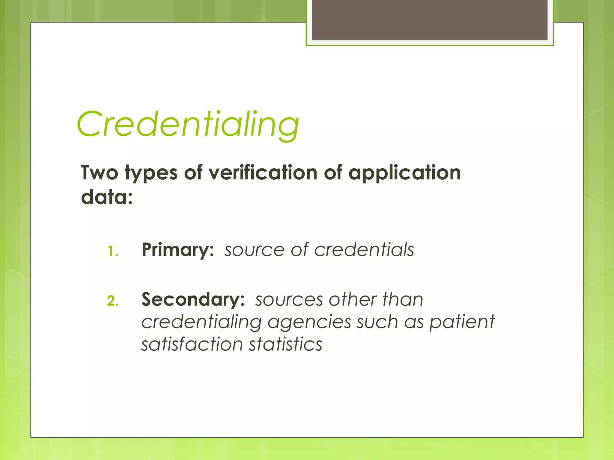 Credentialing | PPT