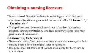 Credentialing ,licensure and nursing syndicate | PPT