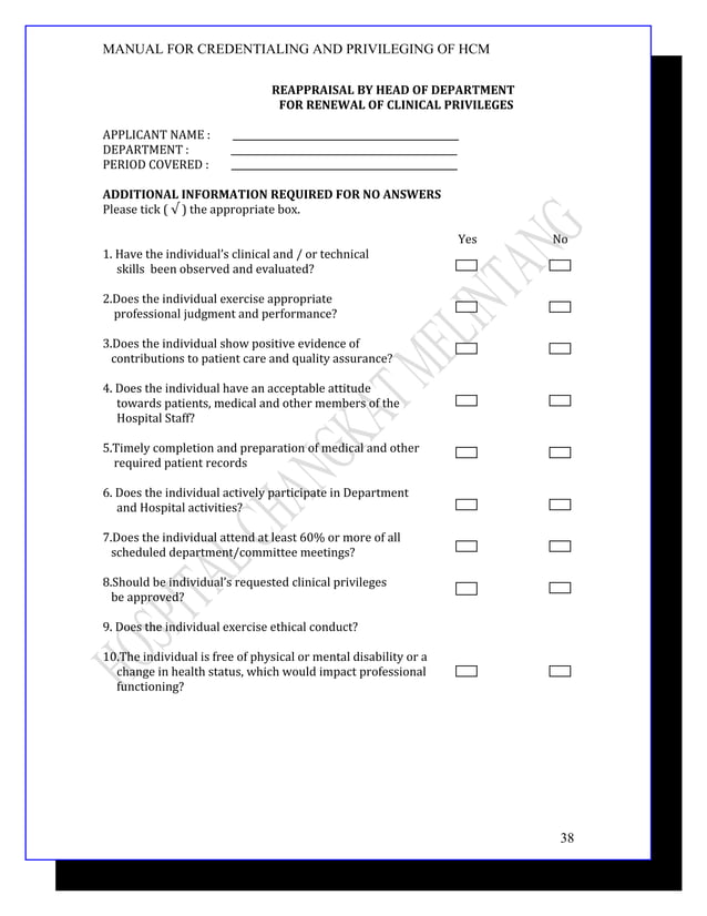 Credentialing manual hcm | PDF