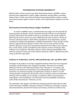 Credibility determination in arbitration handout | PDF | Law