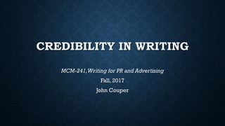 Credibility in writing | PPT
