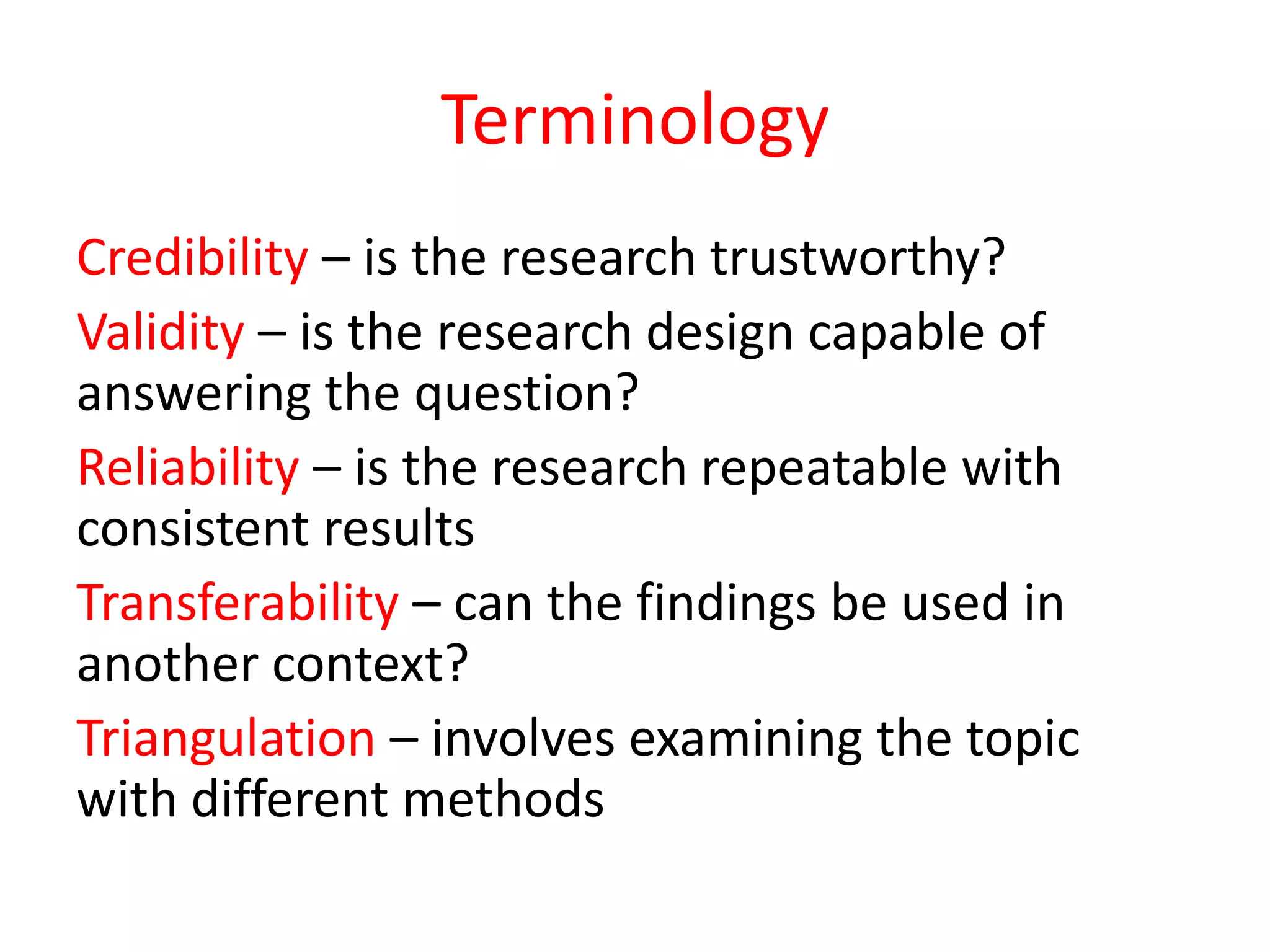 Credibility, validity, reliability and transferability | PPTX