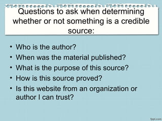 Credible sources of information | PPT