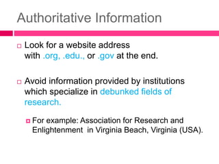 Finding Sources: Trustworthy or Shady? | PPT | Free Download