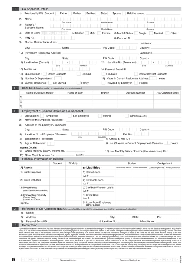 Credila application form | PDF