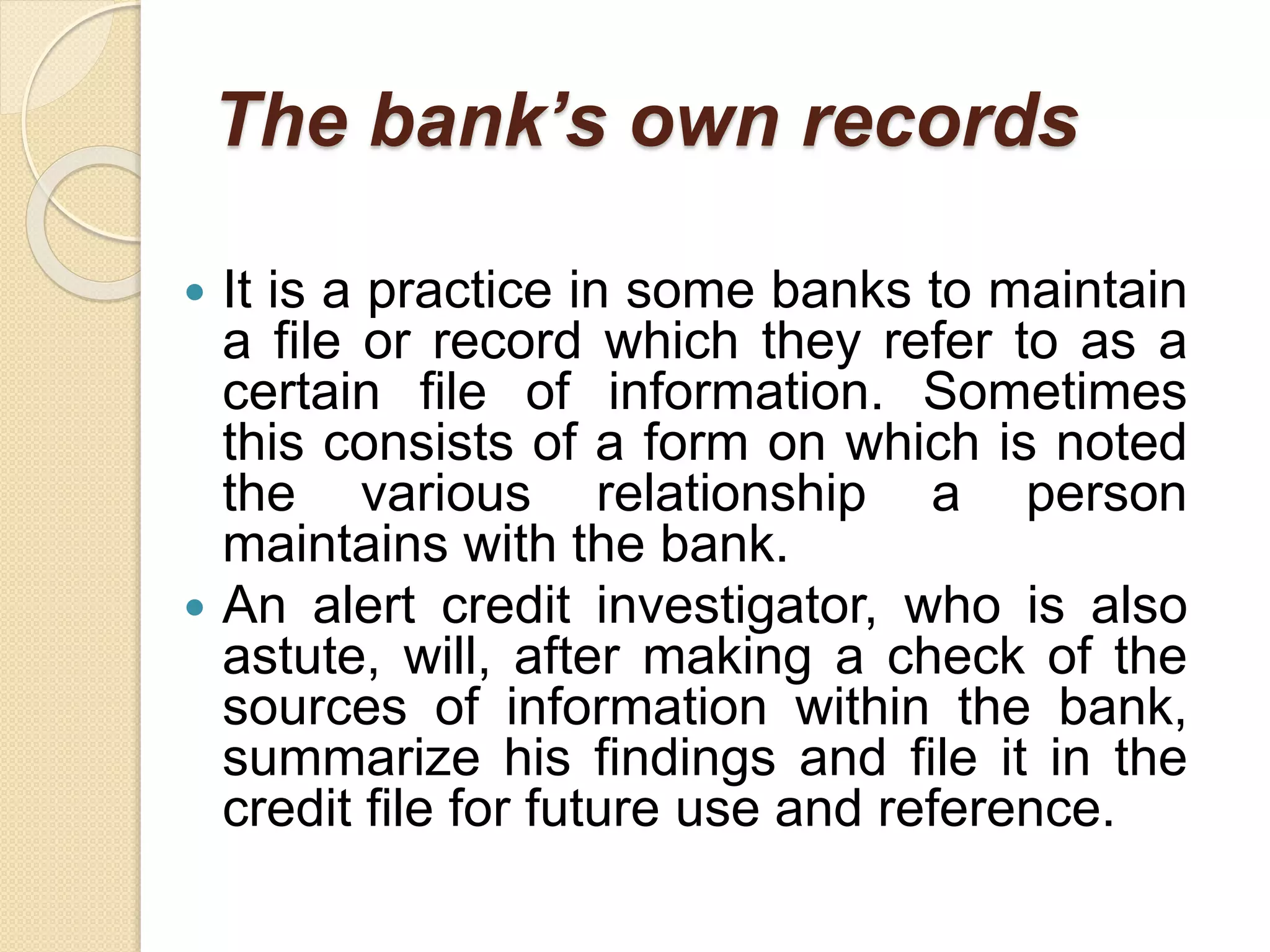 Role of Credit Investigator in commercial bank | PPTX