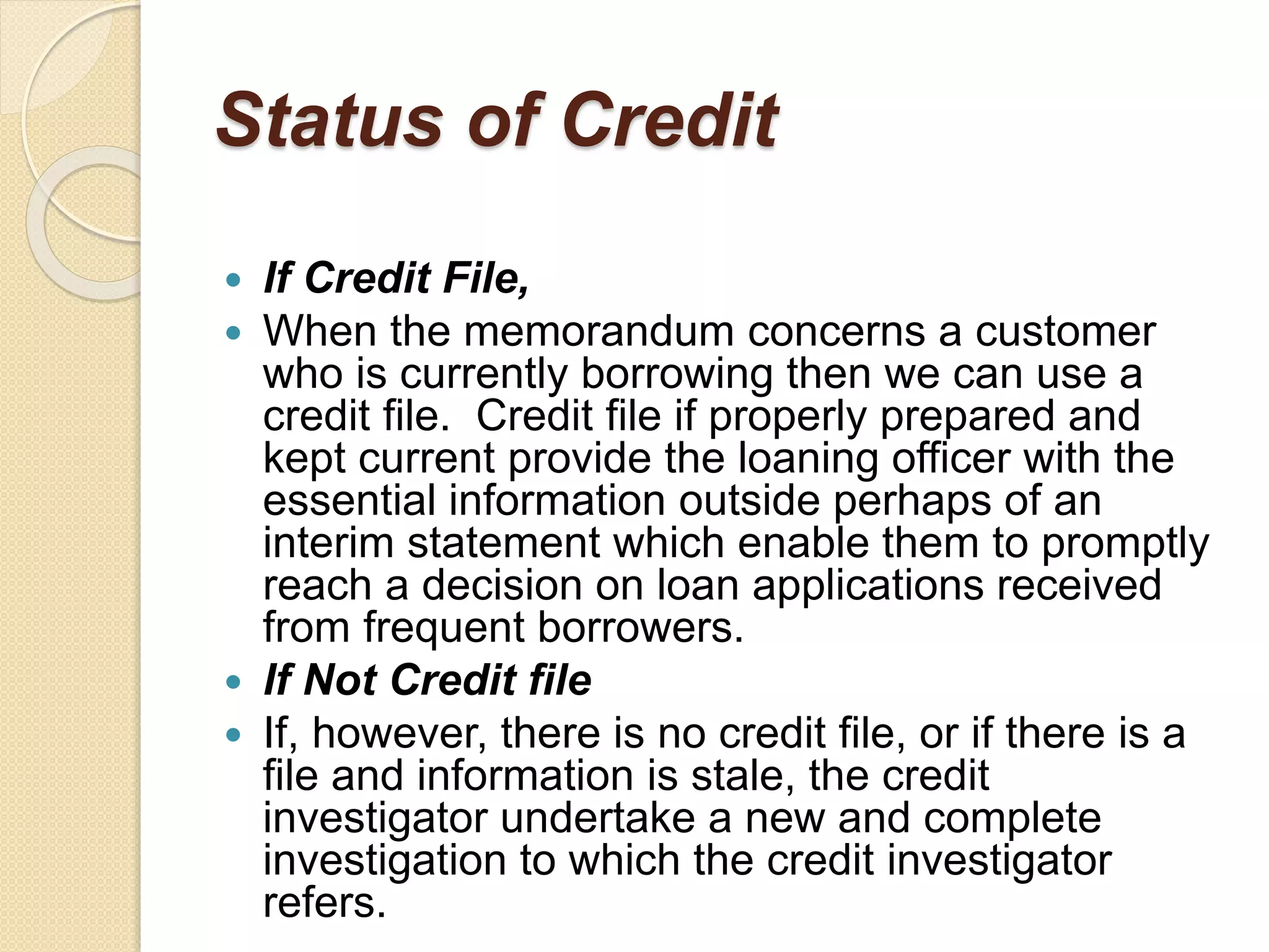 Role of Credit Investigator in commercial bank | PPTX