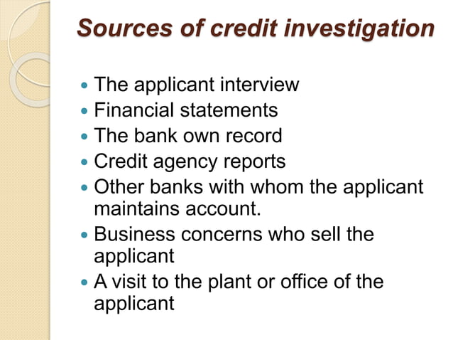 Role of Credit Investigator in commercial bank | PPTX