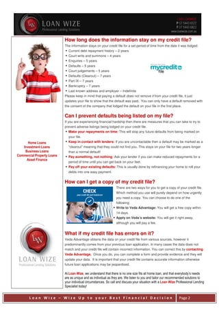 Credit file fact sheet | PDF | Personal Loans | Personal Debt
