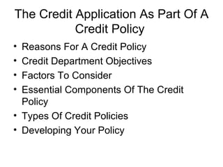 Credit Application Powerpoint 5173 | PPT