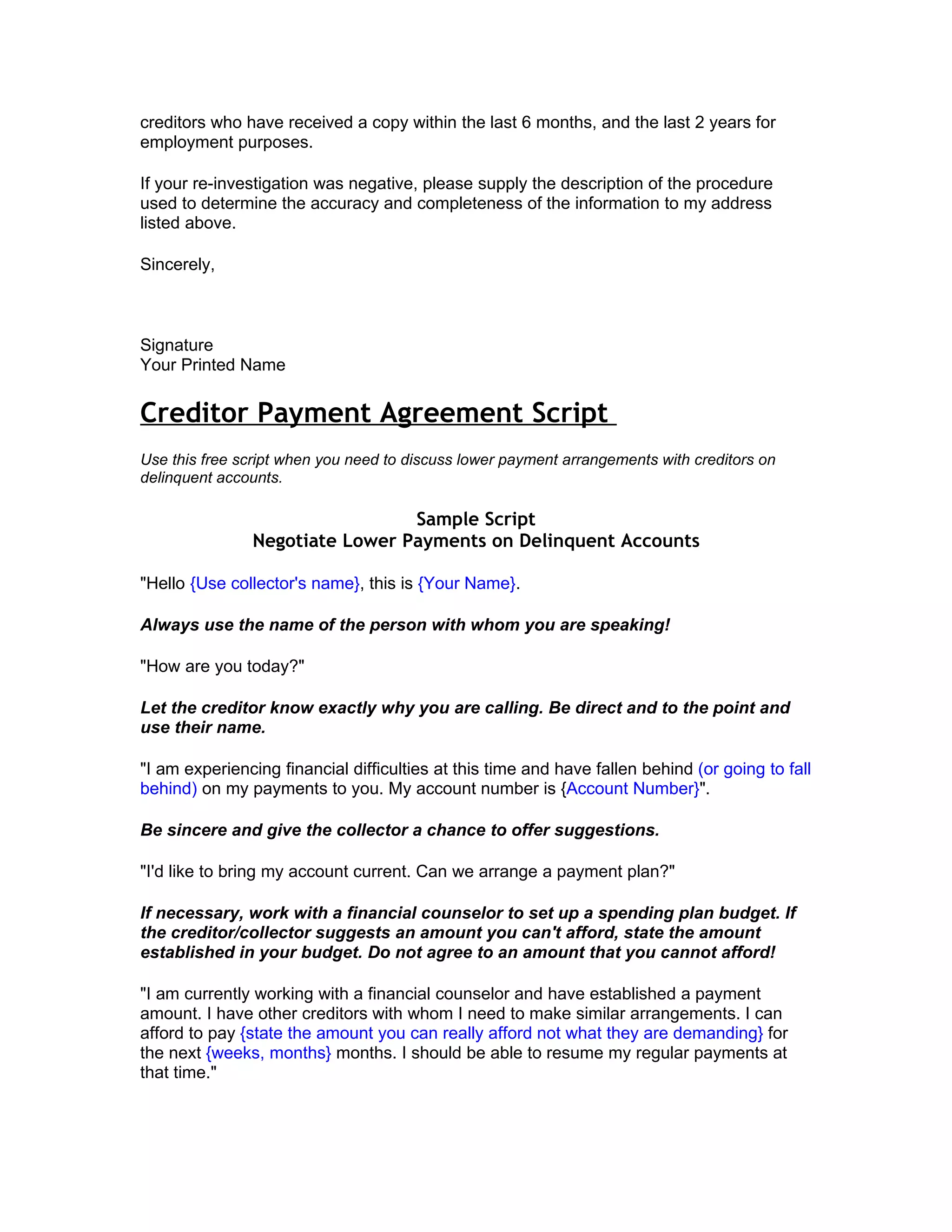 Credit and Debt Dispute Letters | DOC
