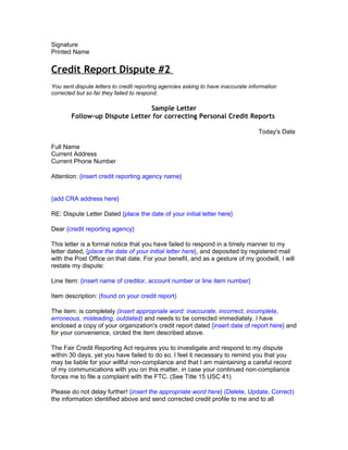 Credit and Debt Dispute Letters | DOC
