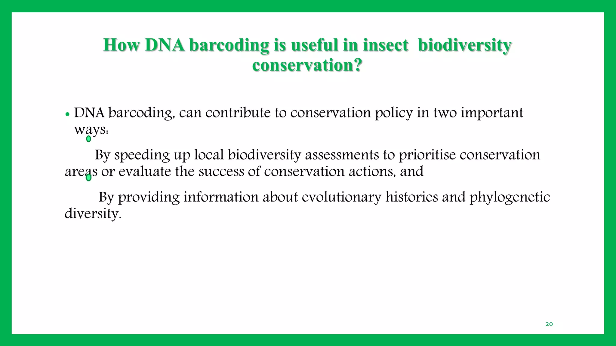 DNA barcoding and Insect Diversity Coservation | PPTX