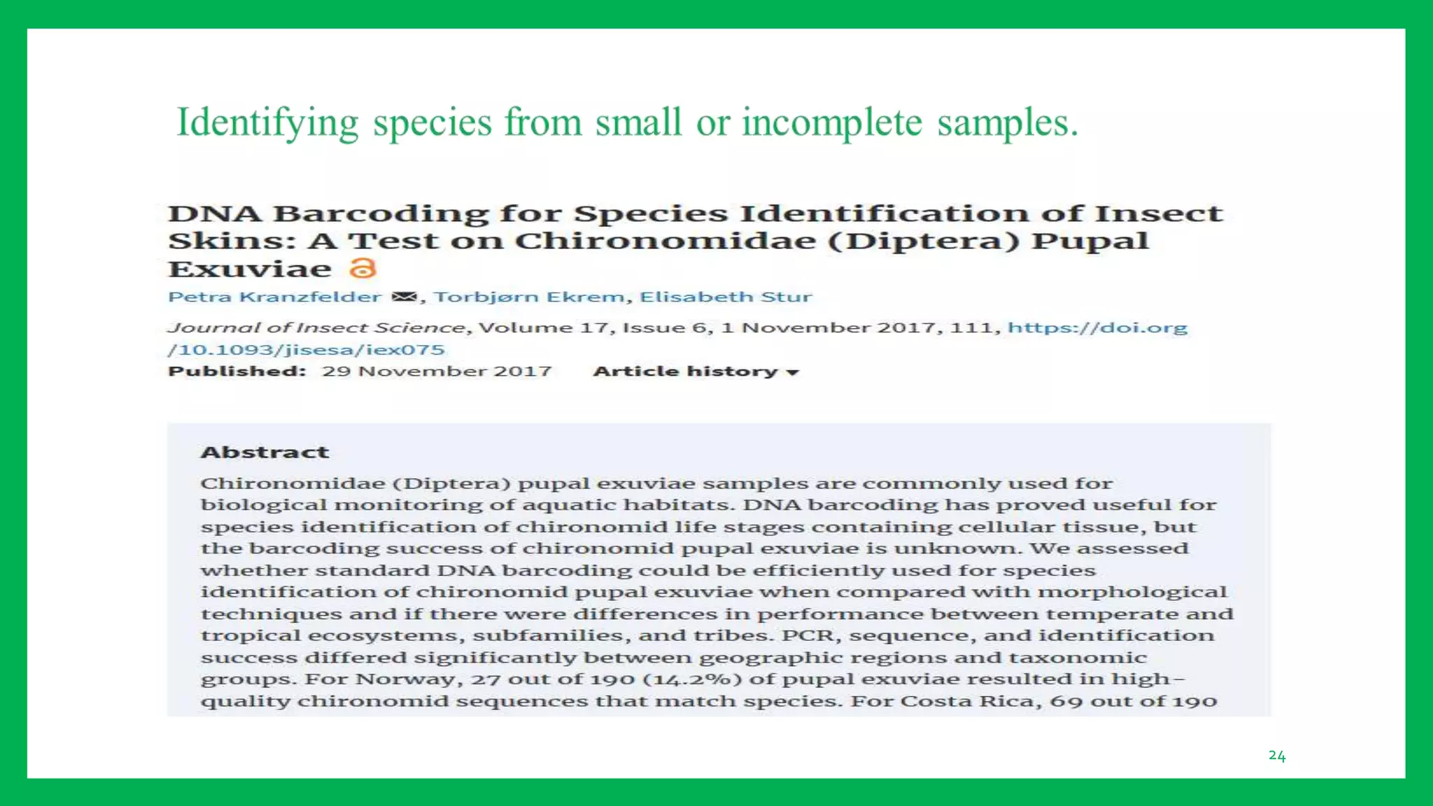 DNA barcoding and Insect Diversity Coservation | PPTX