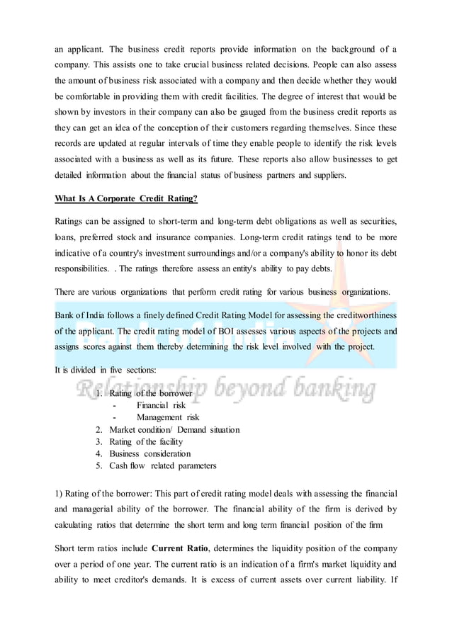 Credit appraisal process at boi | DOCX | Business Banking & Finance ...