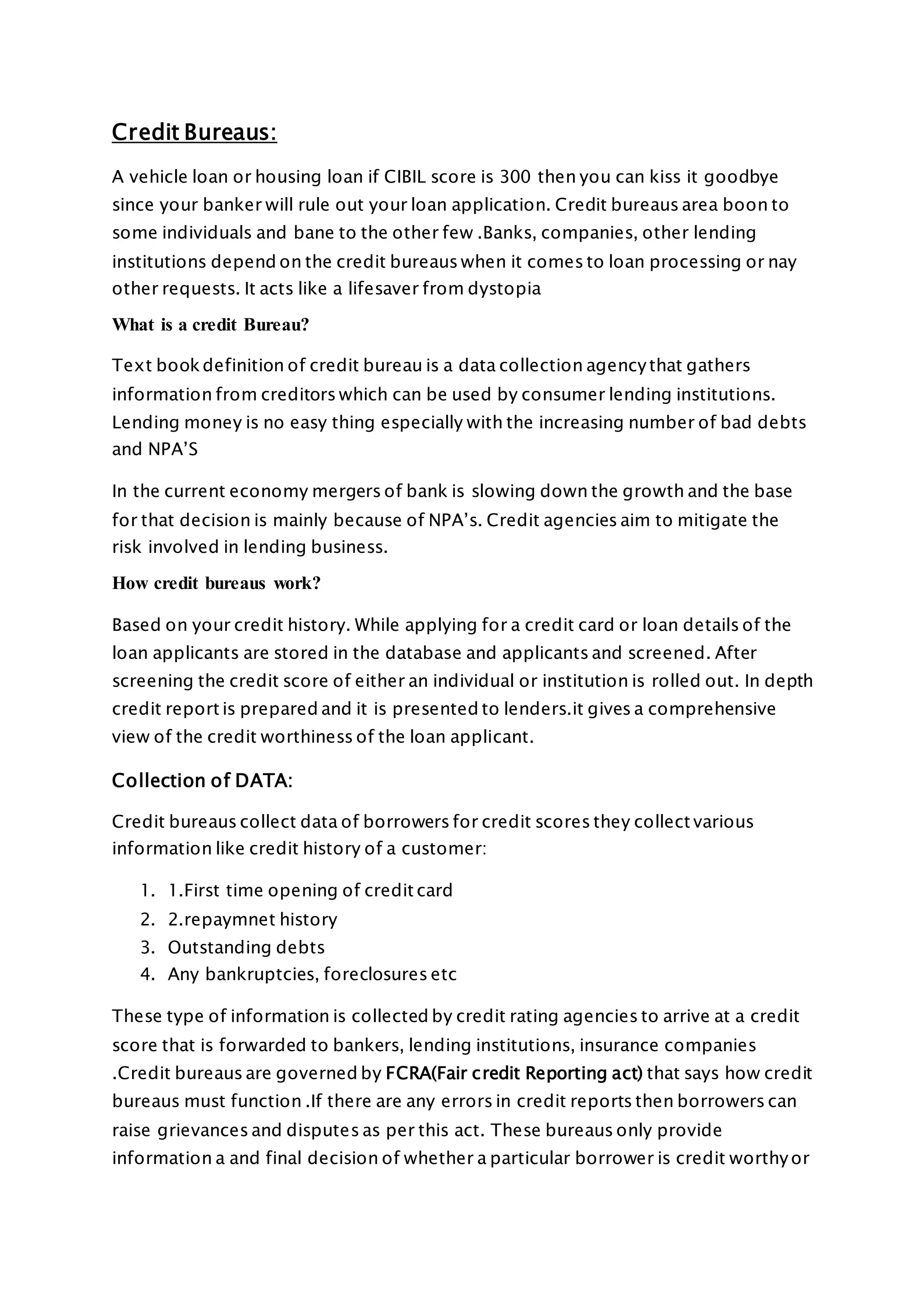 Credit bureaus | DOCX