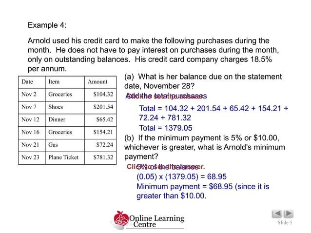 Credit Card Calculations | PPSX | Credit Cards | Personal Debt