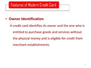 Features of Credit Card | PPTX