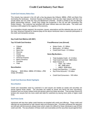 Credit Card Industry Data Sheet | DOC